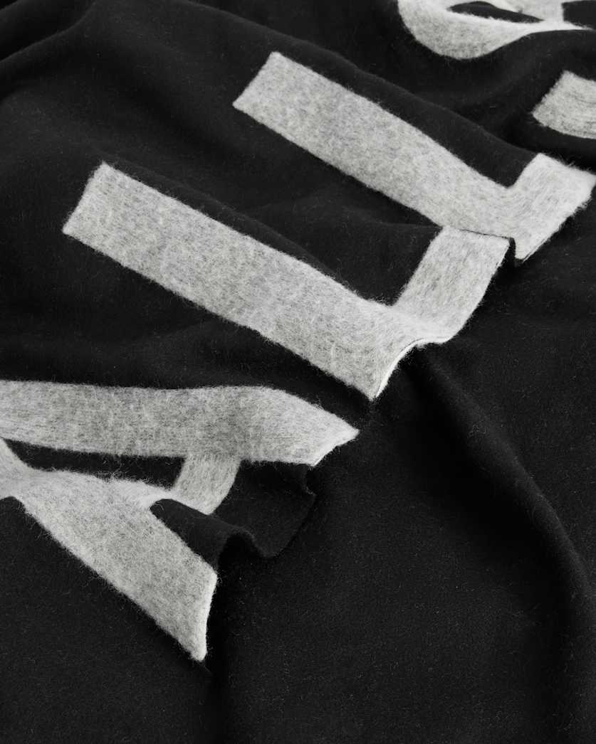 Rae Logo Ruana Wool Scarf Black/White | ALLSAINTS